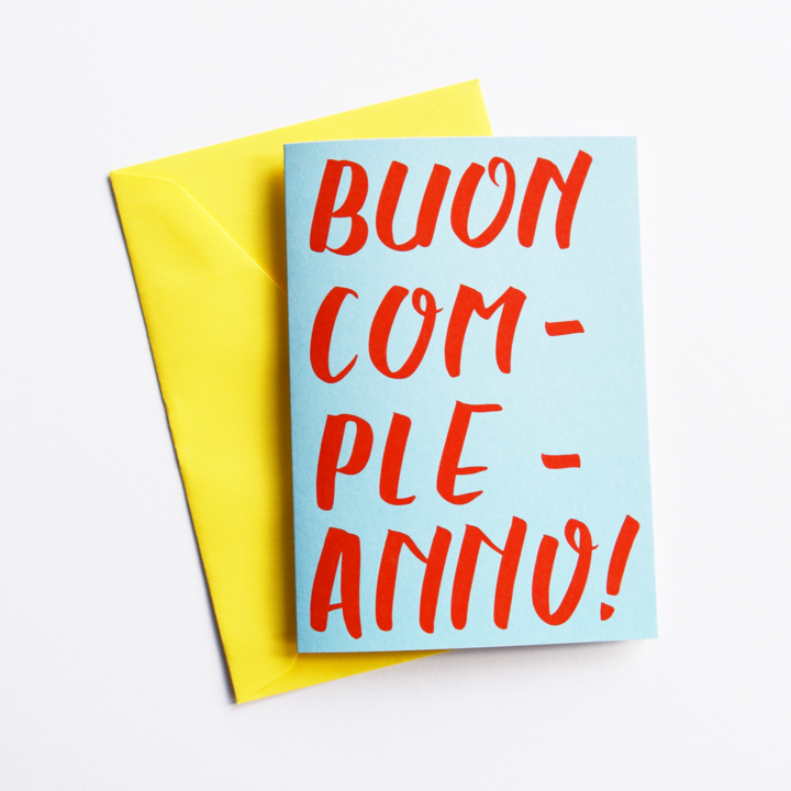 Buon Compleanno Birthday Card In Italian Colour Blue The